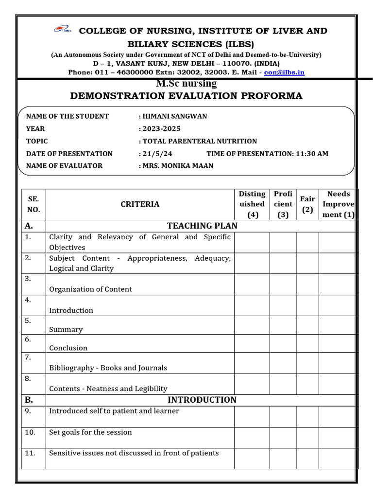 DEMONSTRATION EVALUATION PROFORMA | PDF | Human Communication | Cognition
