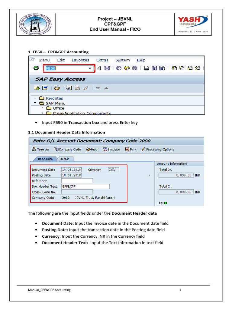 JBVNL Manual Fb50 CPF&GPF Accounting C | PDF | Menu (Computing) | Debits And Credits