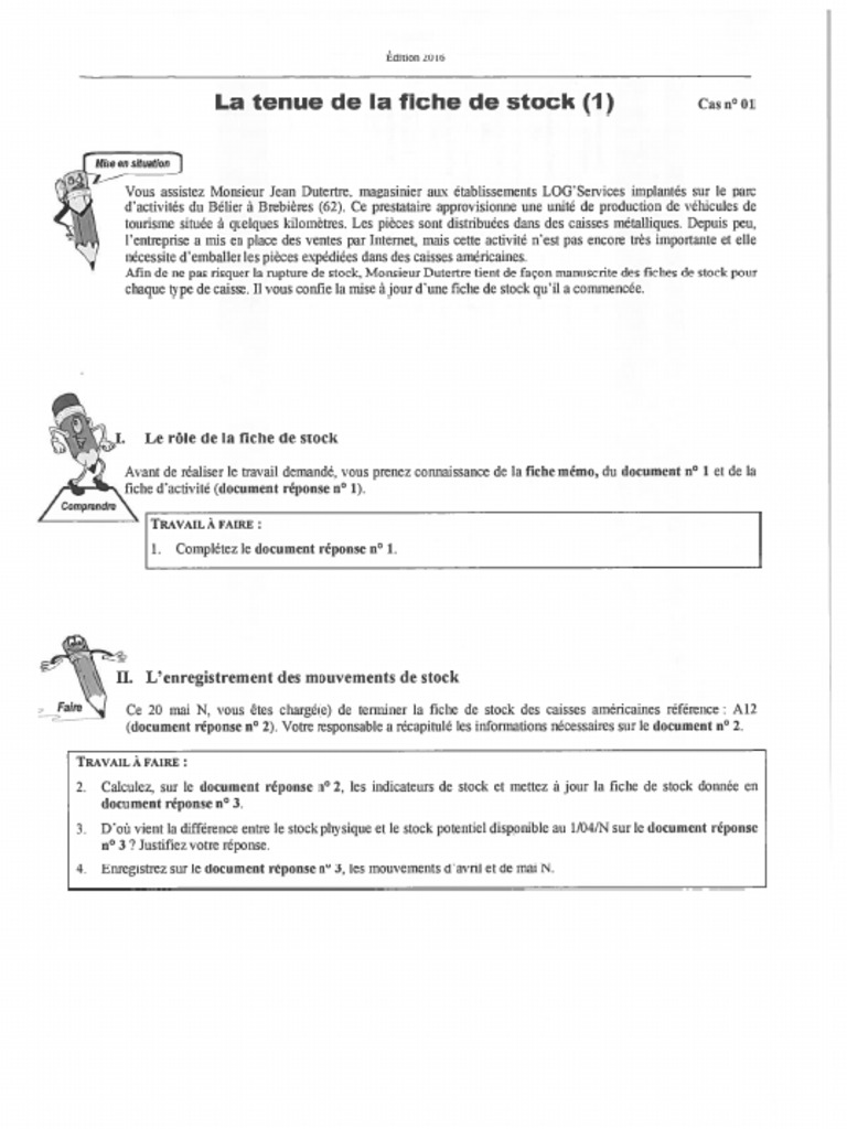 Tenue de La Fiche de Stock 1 | PDF