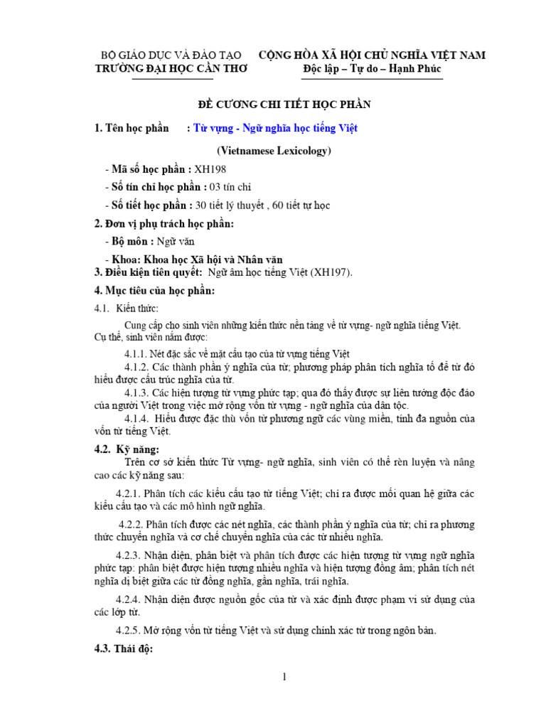 De-Cuong-Chi-Tiet-Hoc-Phan-Tu-Vung-Ngu-Nghia-Hoc-Tieng-Viet | PDF