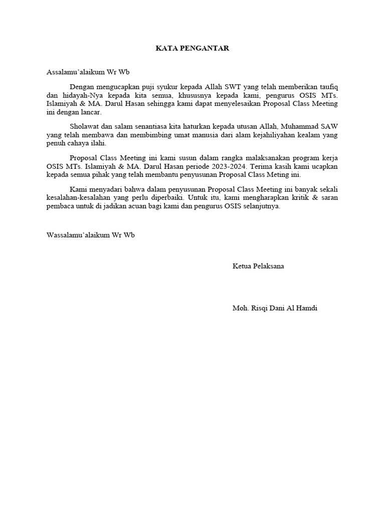Contoh Proposal Kegiatan Class Meeting D | PDF