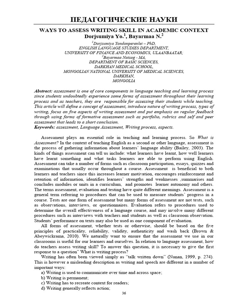 Ways To Assess Writing Skill in Academic Context | PDF | Educational ...