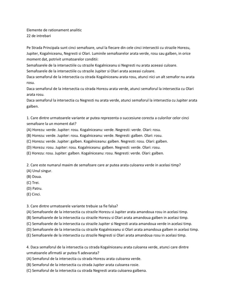 Elemente de Rationament Analitic Test Logica PDF Free | PDF