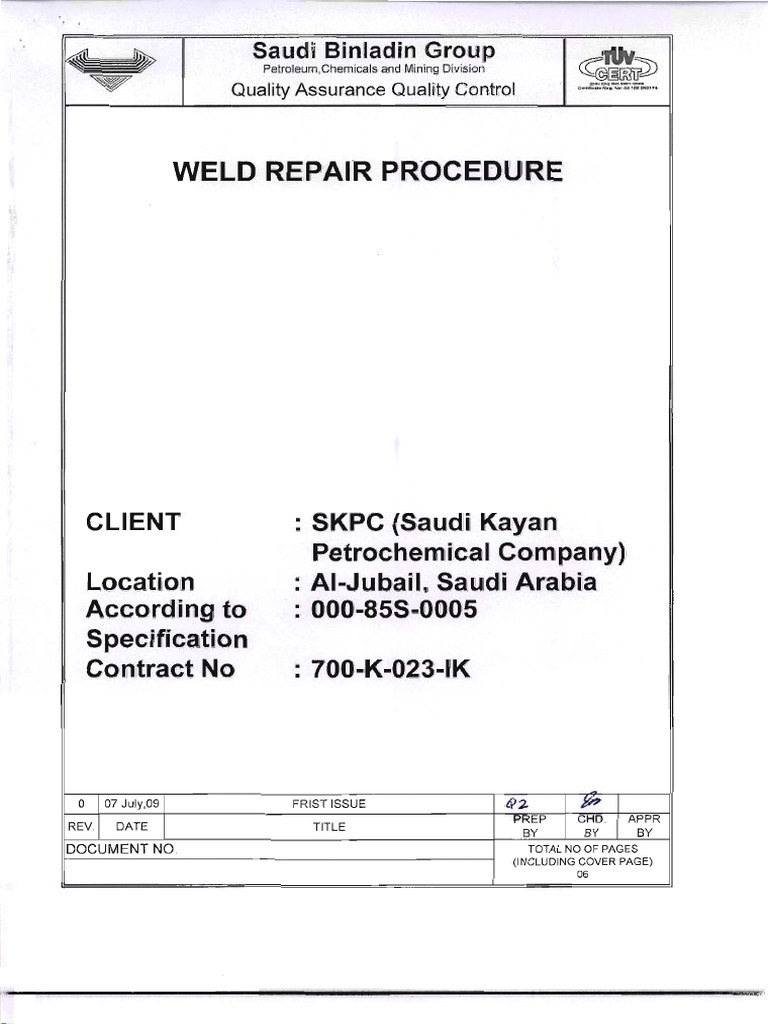 Weld Repair Procedure | PDF