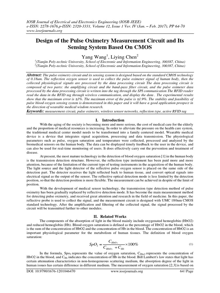 Design of The Pulse Oximetry Measurement | PDF | Radio Frequency ...