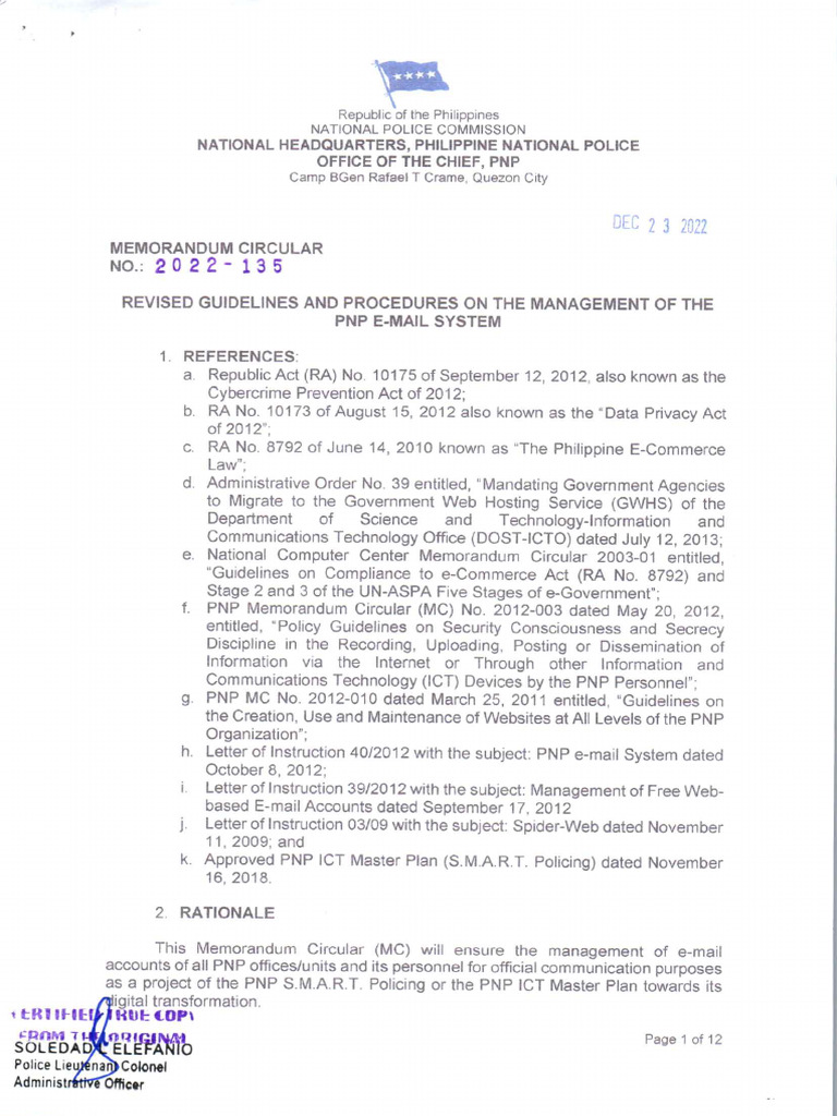 PNP MC 2022-135 | PDF