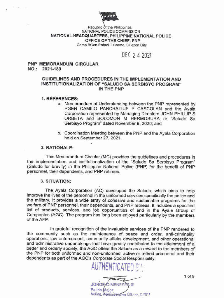 PNP MC 2021-189 | PDF