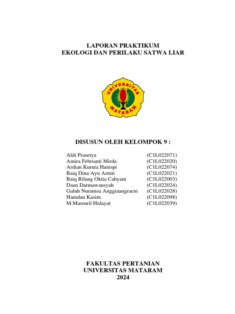 Laporan Praktikum Ekologi Satwa | PDF | Sains & Matematika | Teknologi & Rekayasa
