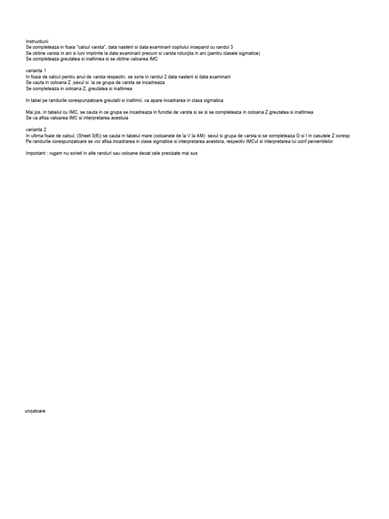 Calcul IMC pentru Copii | PDF