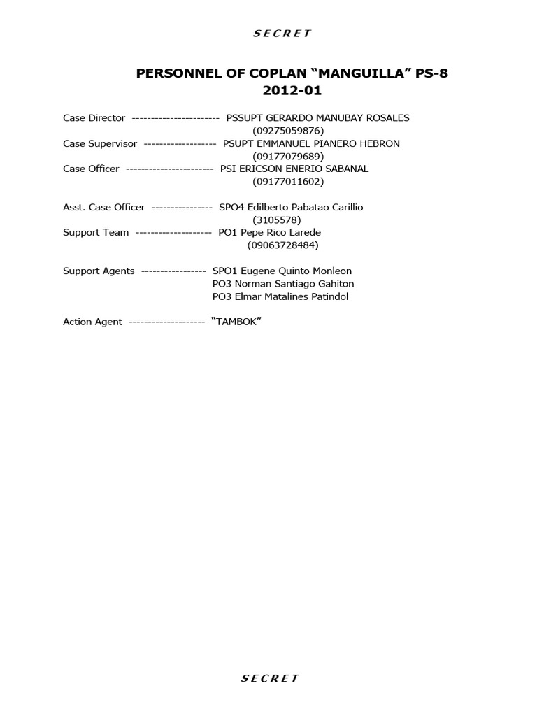 Coplan Manguilla PS8 | PDF | Classified Information | Prosecutor