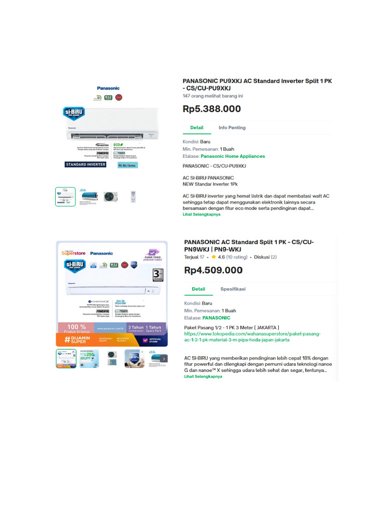 Harga AC Panasonic | PDF