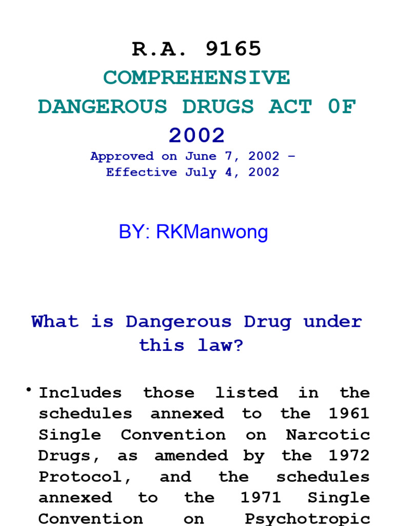 Feature of RA 9165 | PDF | Narcotic | Drugs Acting On The Nervous System