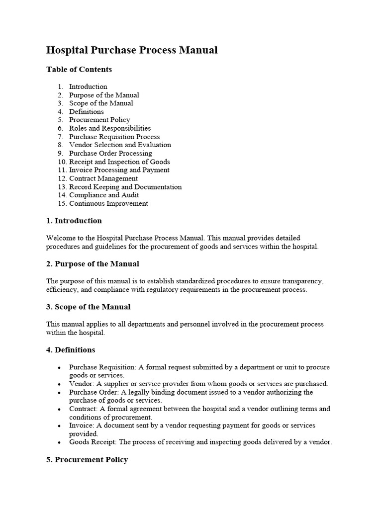 Purchase Manual Pdf Procurement Regulatory Compliance