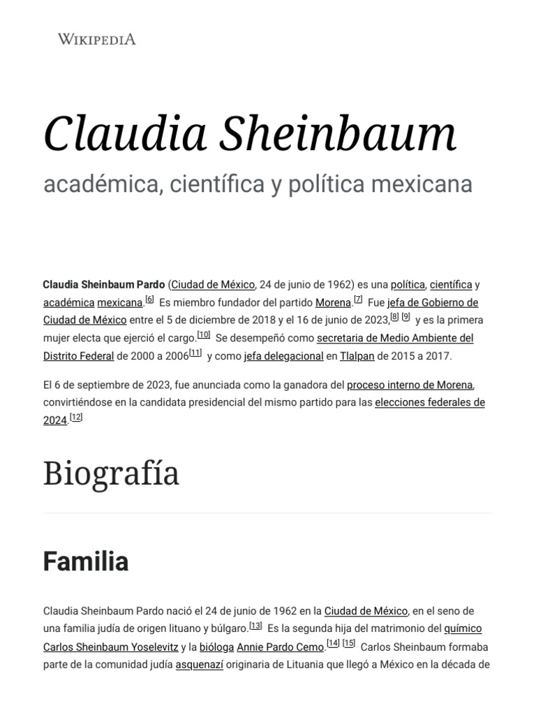 Claudia Sheinbaum - Wikipedia, La Enciclopedia Libre | PDF