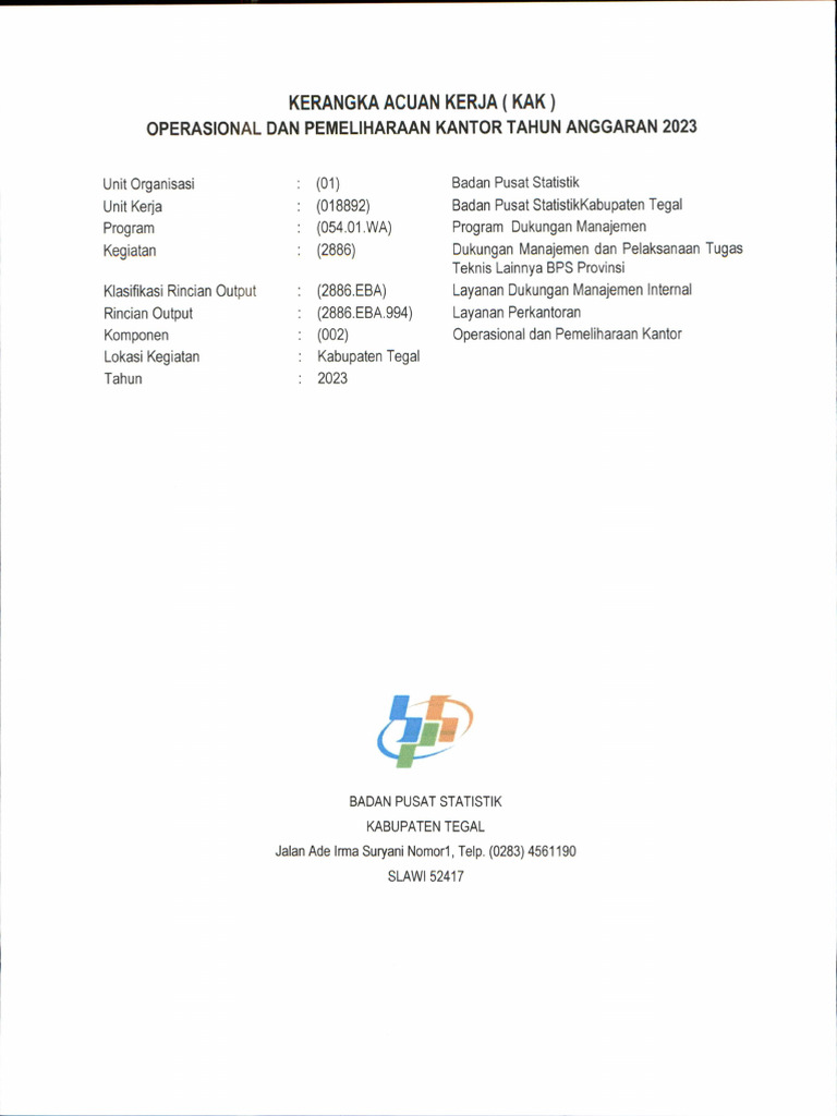 KAK Operasional Pemeliharaan Kantor | PDF