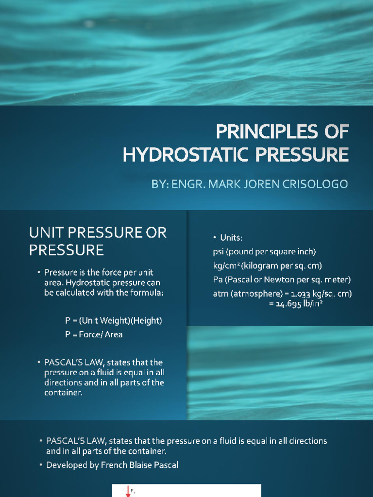 Hydrostatic Pressure | PDF | Pressure | Pressure Measurement
