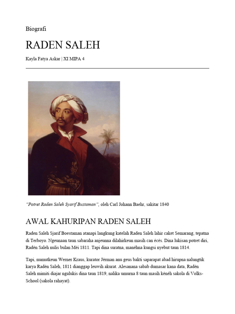 Document Biografi Raden Saleh | PDF