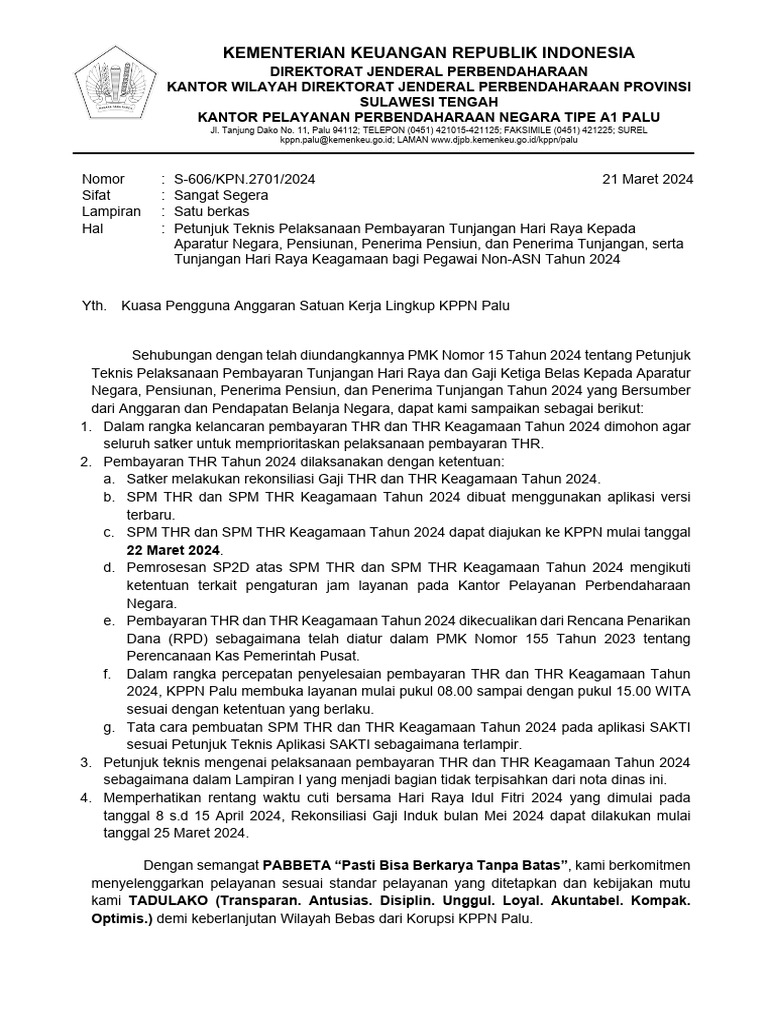 Juknis THR 2024 | PDF