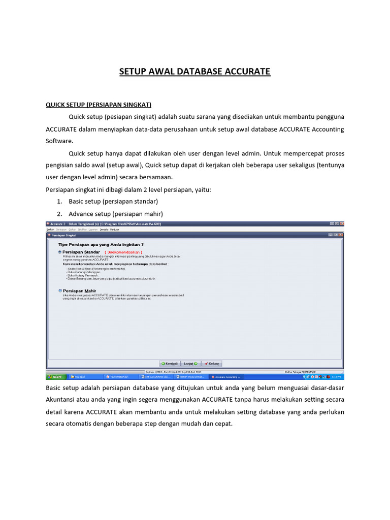 Setup Awal Database Accurate | PDF | Pengelolaan Keuangan & Uang