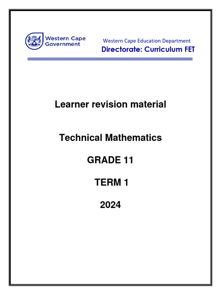 Grade 11 Revision Material Term 1 | PDF | Quadratic Equation | Equations