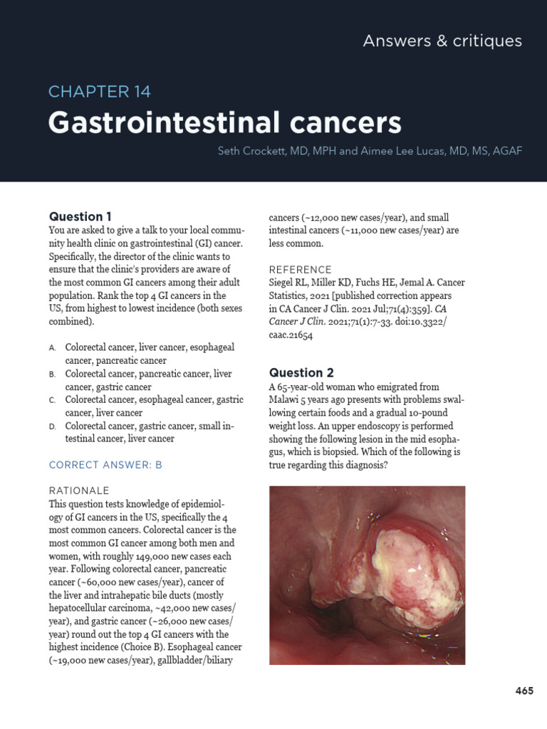 AGA-DDSEP-10-Chapter-14-QA-1654539992208 2 | PDF | Esophageal Cancer ...
