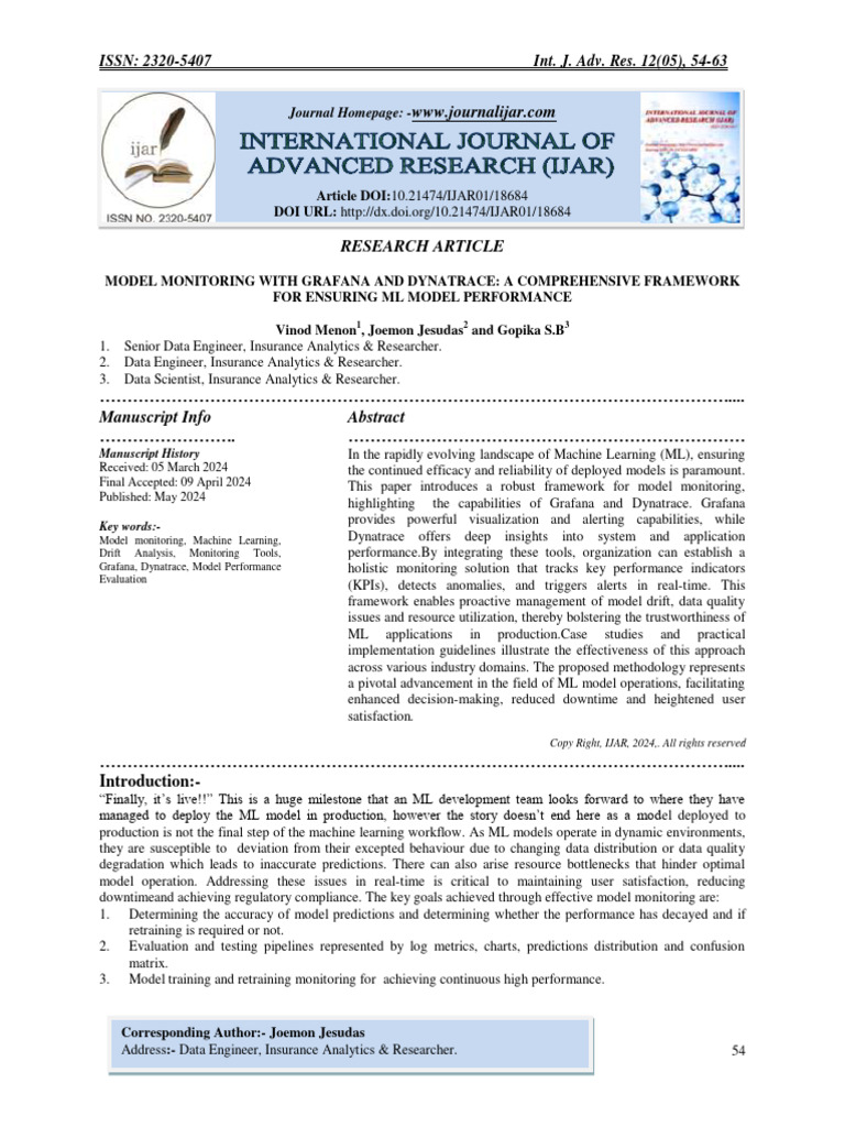 ML Model Monitoring with Grafana & Dynatrace | PDF | Machine Learning | Databases