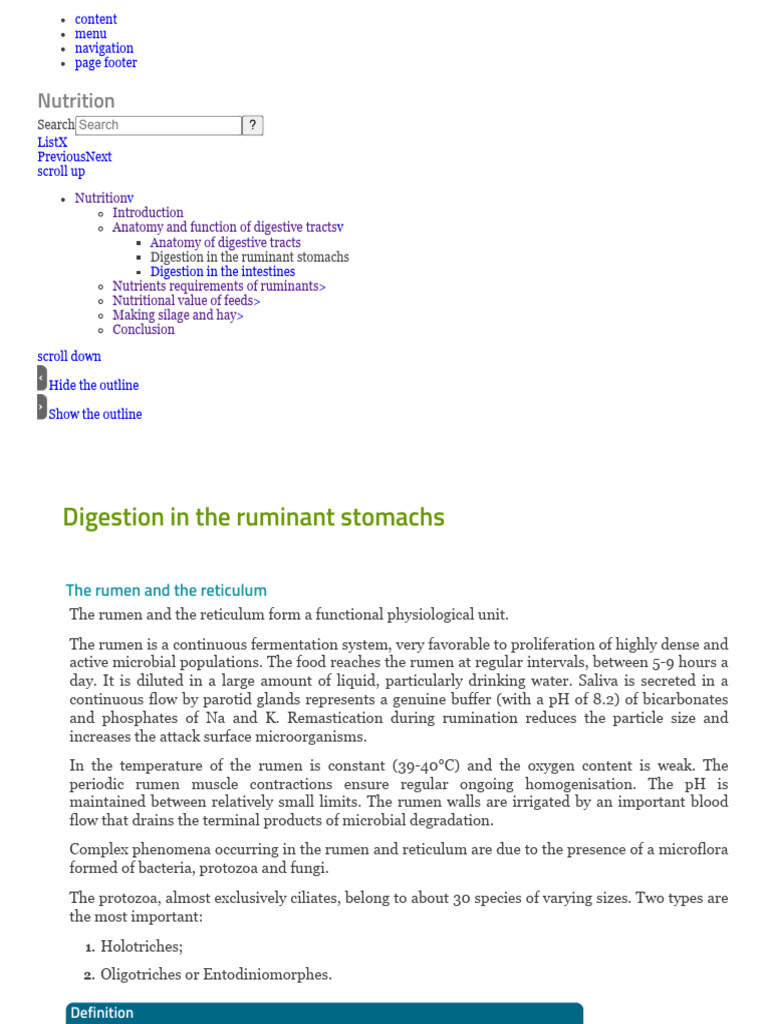 Nutrition - Digestion in the ruminant stomachs | Download Free PDF ...