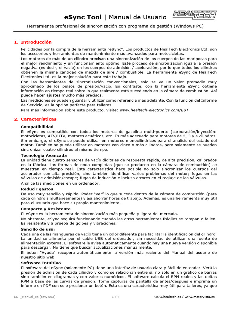 Manual eSync: Sincronización de Motores | PDF