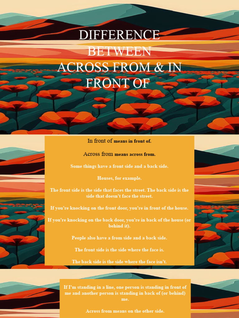 In Front of Vs Across From | PDF
