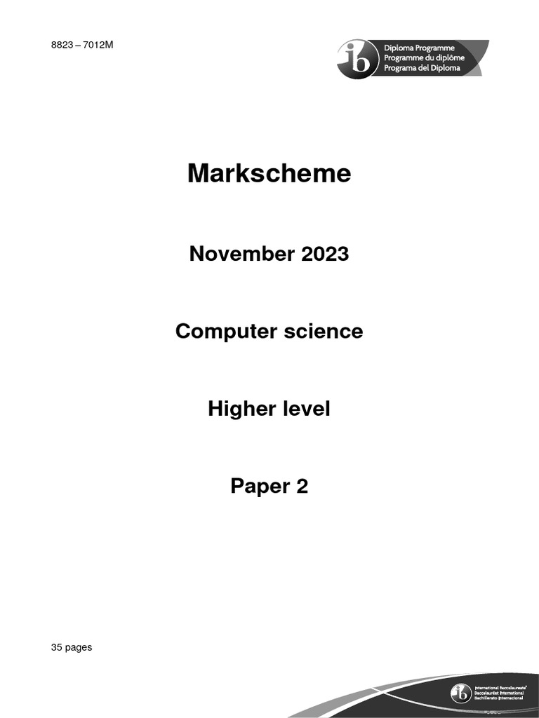 Computer Science Paper 2 HL Markscheme | PDF | Search Engine ...