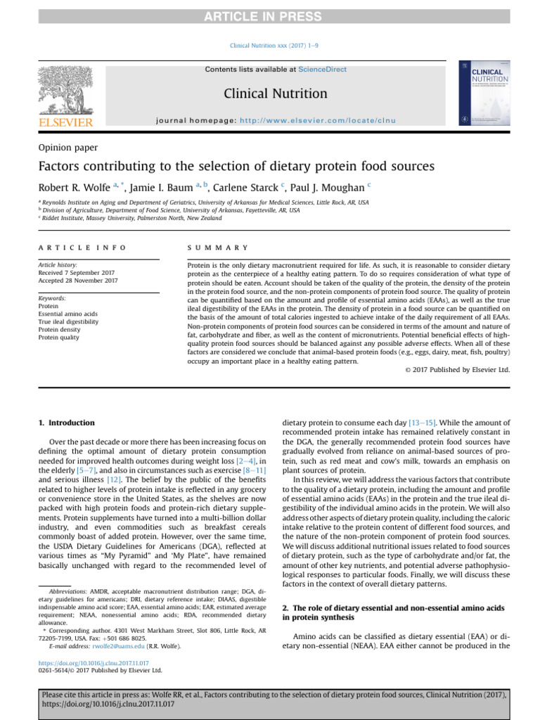 Dietary Protein Quality and DIAAS Factors | PDF | Calorie | Nutrients