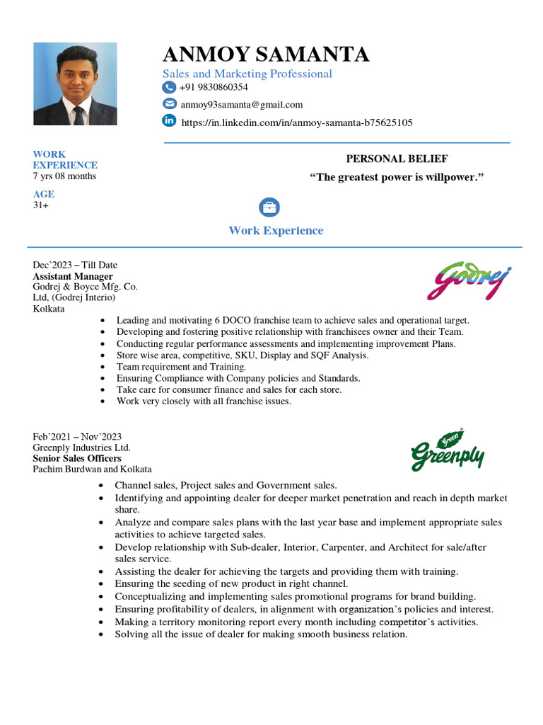 Anmoy Samanta - Resume 030424 | PDF | Franchising | Business