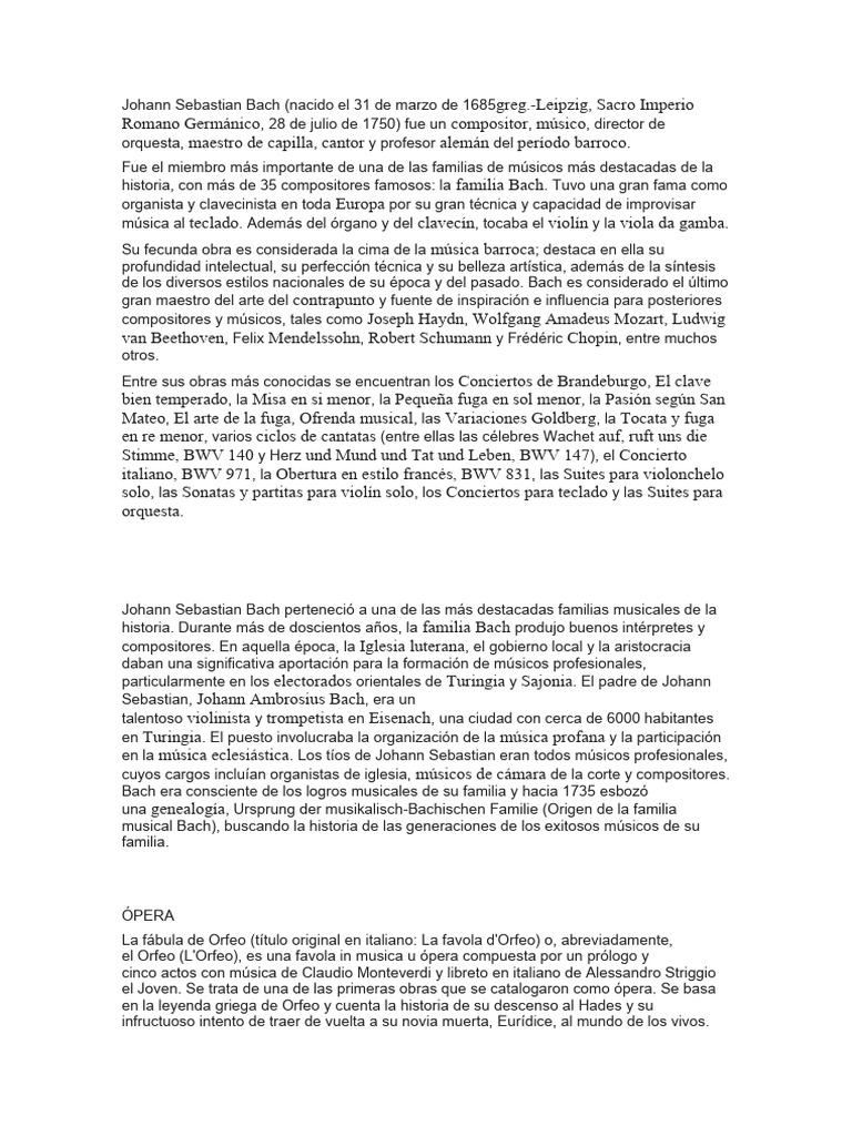 Johann Sebastian Bach: Maestro Barroco | PDF | Johann Sebastian Bach ...