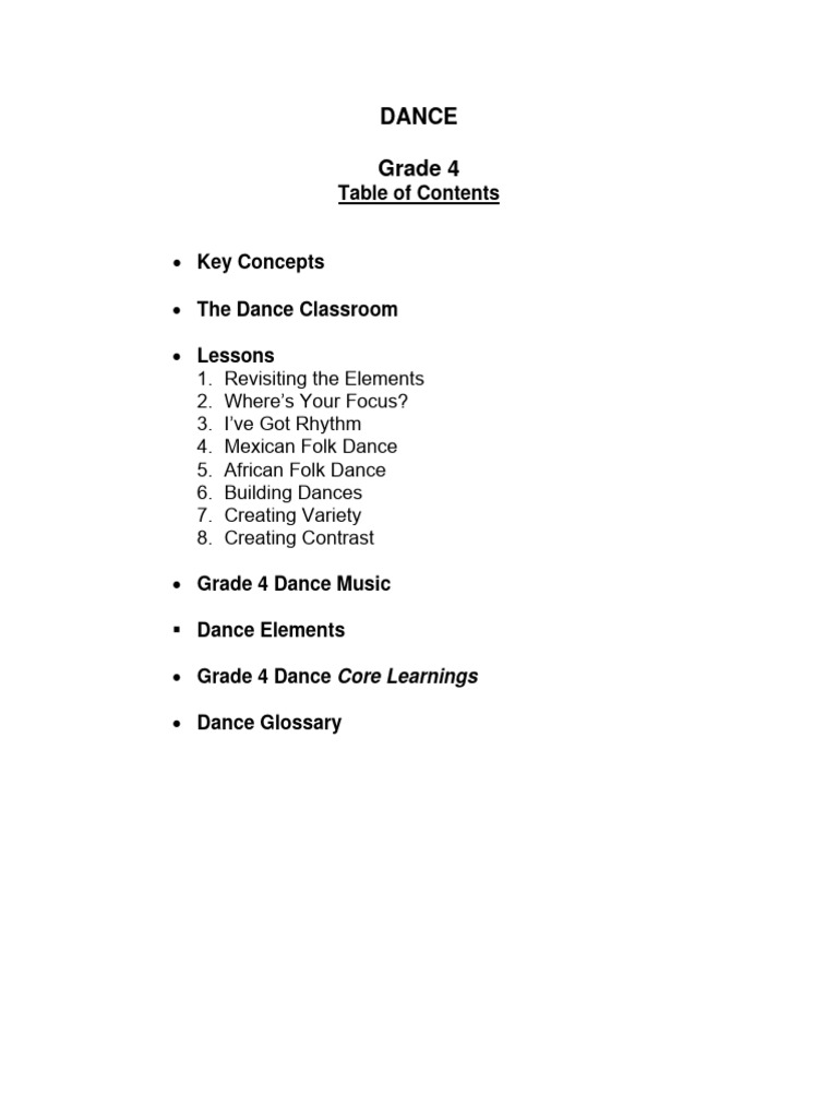 Dance Grade 4 | PDF | Dances | Rhythm