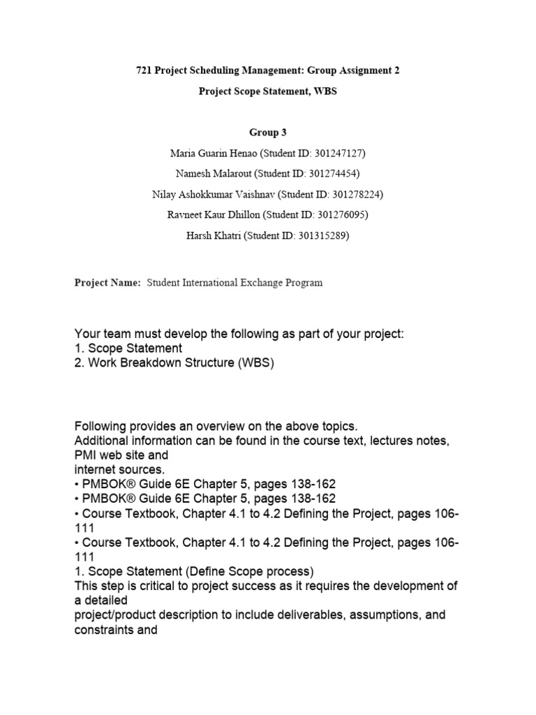 Group3_Project Scope - WBS | PDF