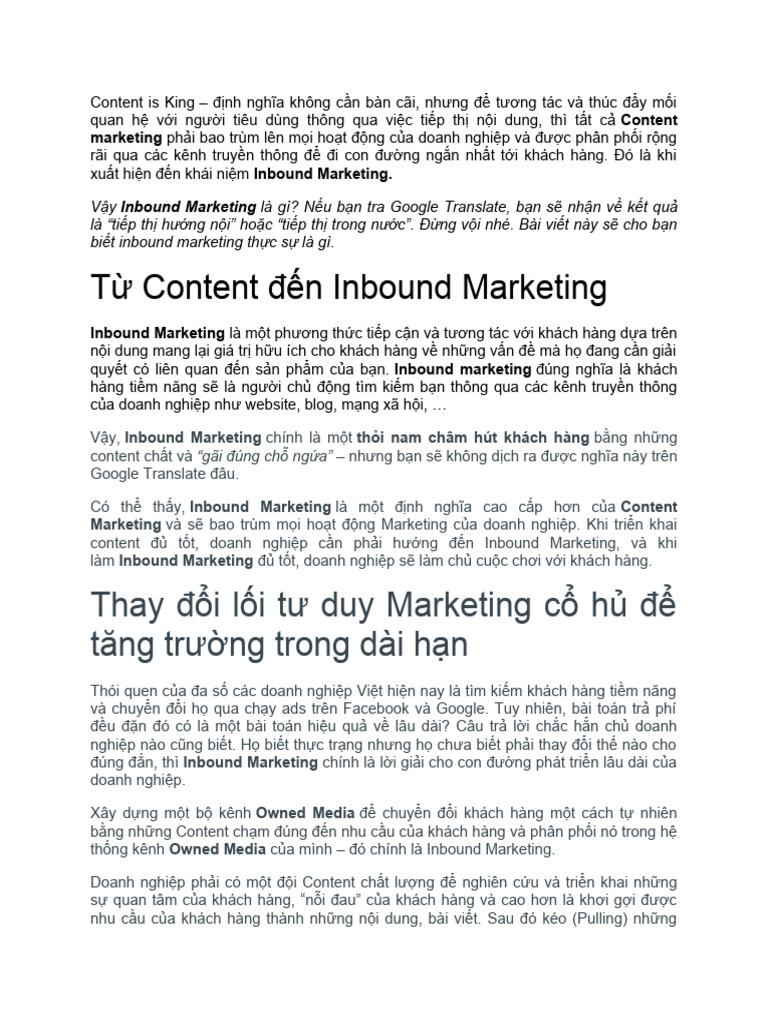 HƯỚNG DẪN INBOUND MARKETING | PDF