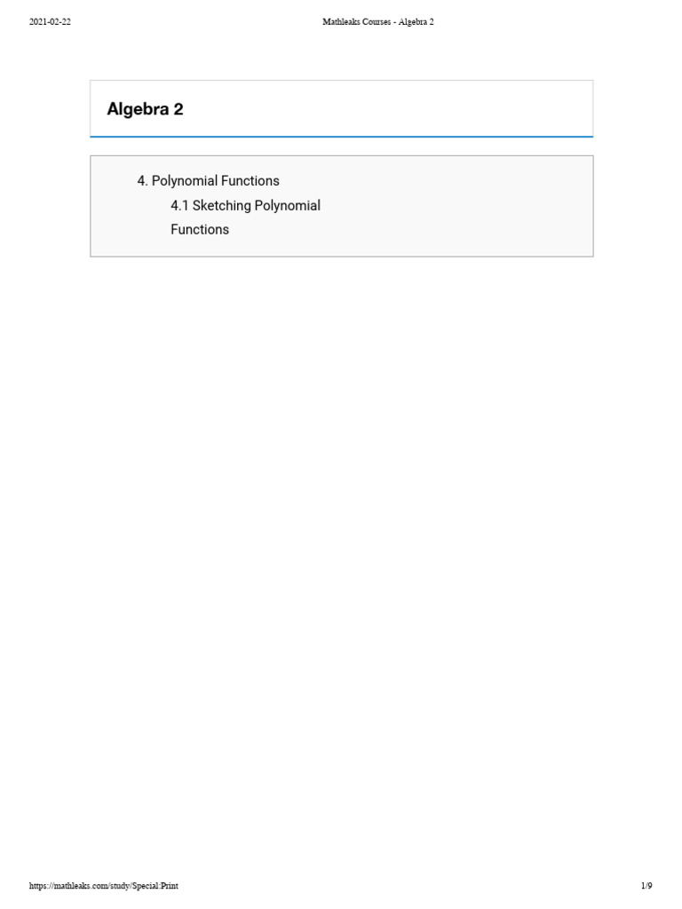 Sketching Polynomial Functions Worksheet | PDF | Polynomial | Function ...