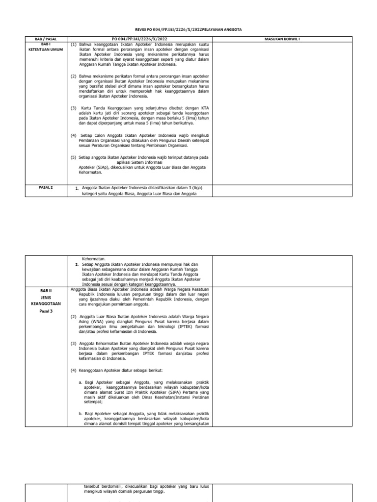 REVISI PO 005 Keanggotaan | PDF