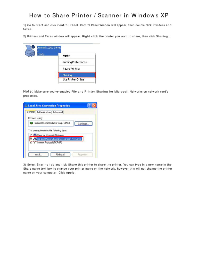 Printer - Scanner Sharing | PDF