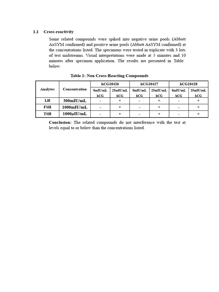 Interference, Cross Reactivity | PDF | Human Chorionic Gonadotropin | Medical Specialties