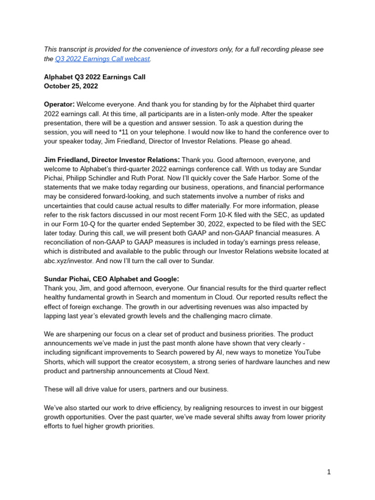 2022 Q3 Earnings Transcript | PDF | Retail | Android (Operating System)