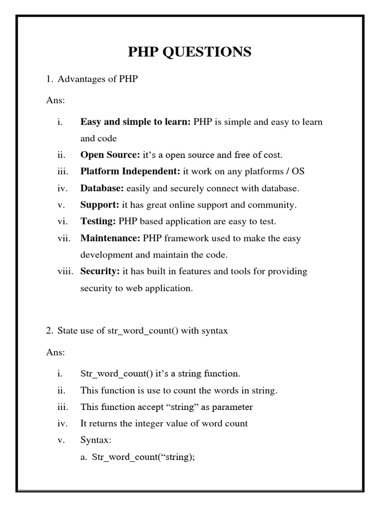 PHP QUESTIONS Final (Draft) | PDF | Php | Http Cookie