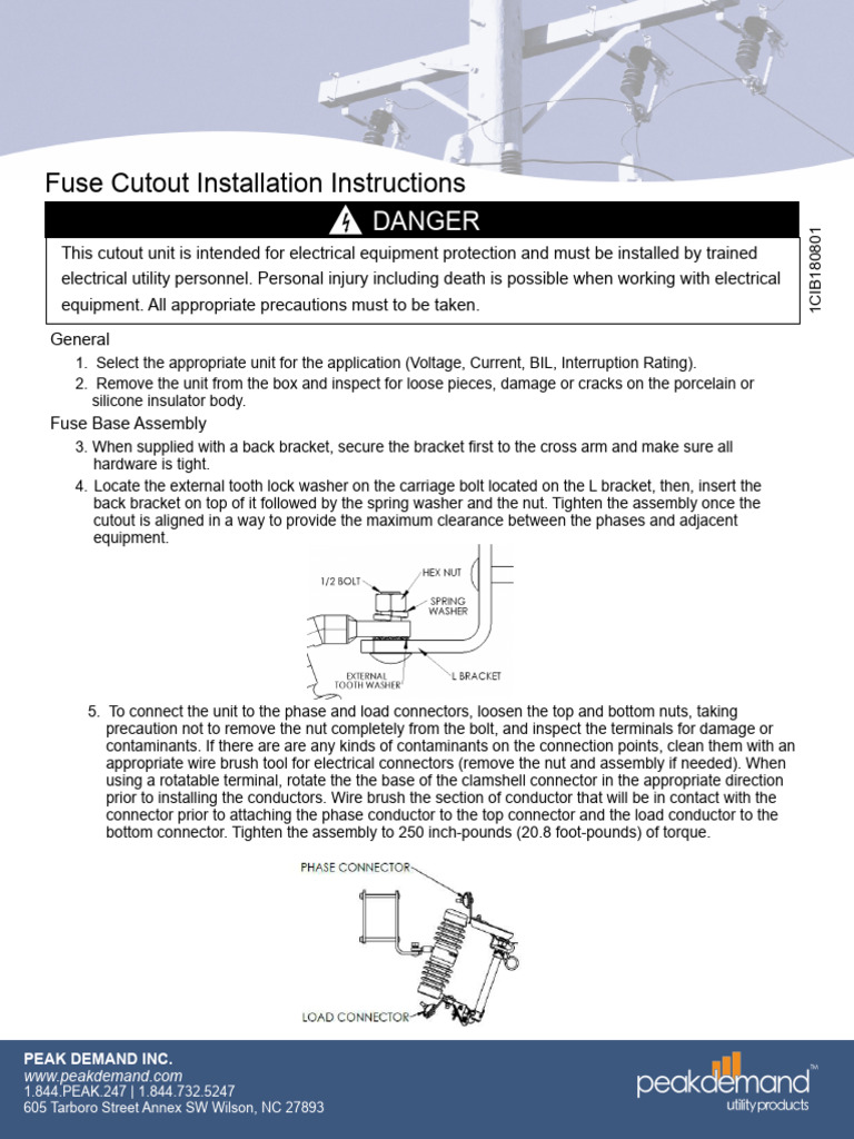 Fuse Cutout Installation Guide | PDF | Fuse (Electrical) | Electrical ...