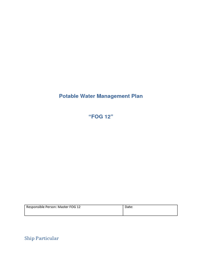 Potable Water Management Plan FOG 12 | PDF | Drinking Water | Water