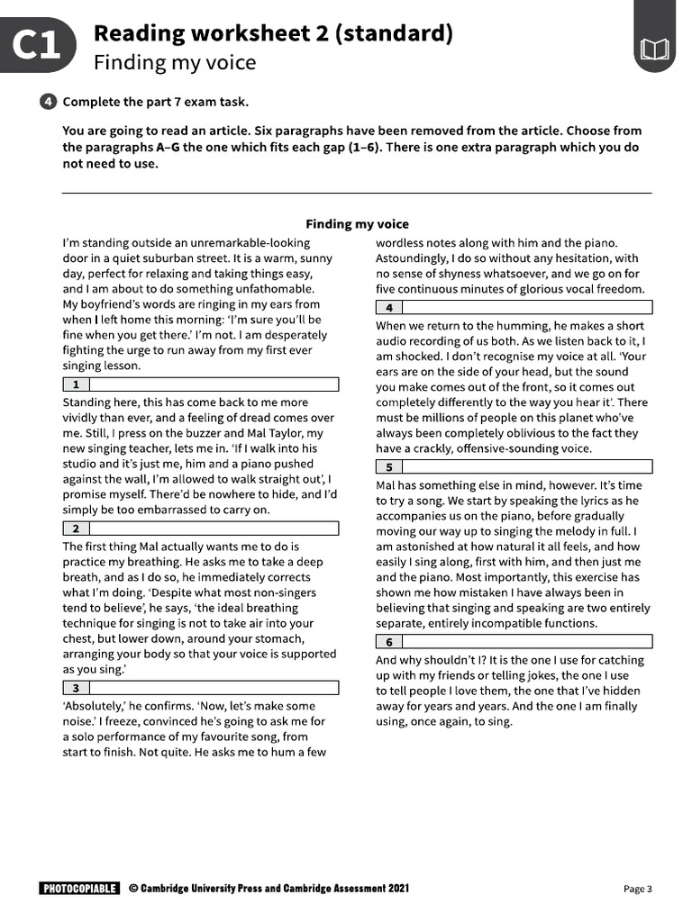 Reading Part 6 Task | PDF