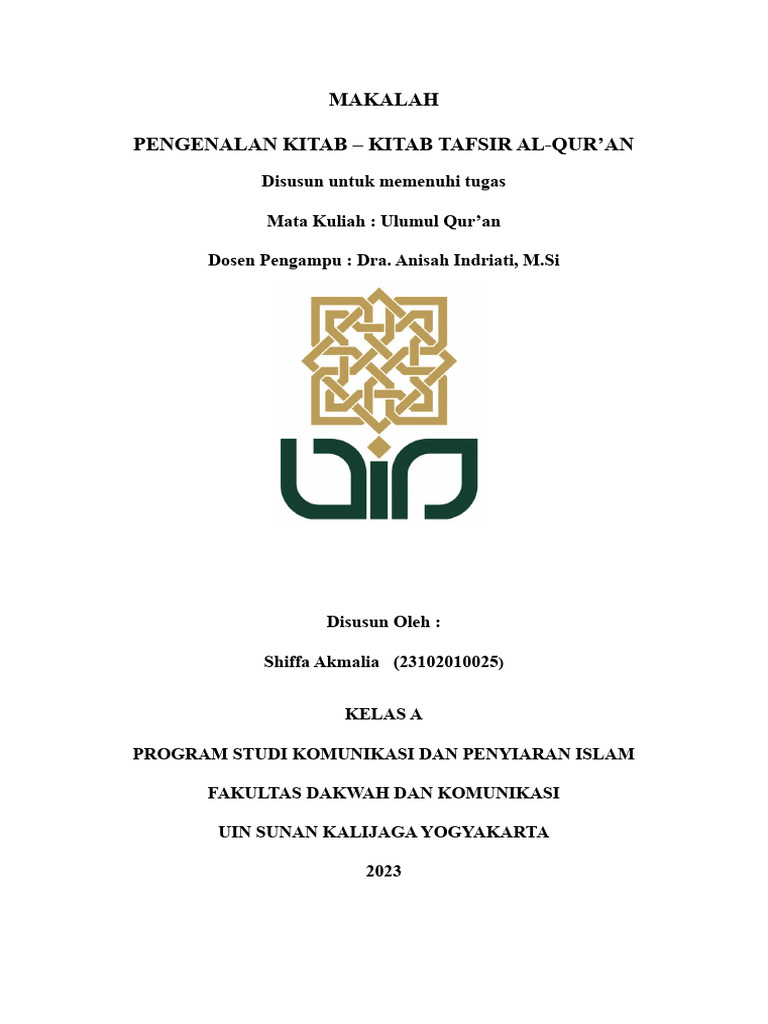 Makalah Pengenalan Kitab - Kitab Tafsir Al-Qur'an | PDF | Agama & Spiritualitas