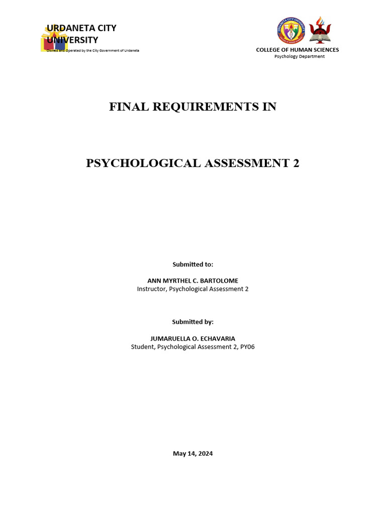 FINAL REQUIREMENTS IN Mam Bartolome | PDF | Psychology | Behavioural Sciences
