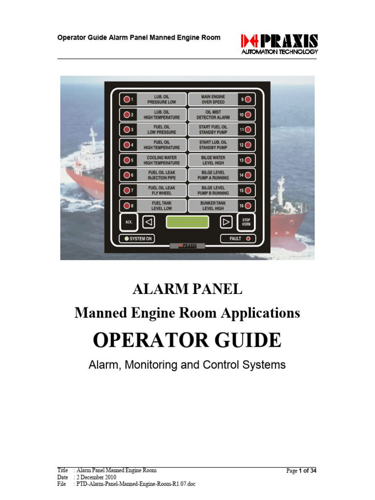 Praxis Alarm Panel Manned Engine Room For Mini-Guard, Maxi-Guard and ...