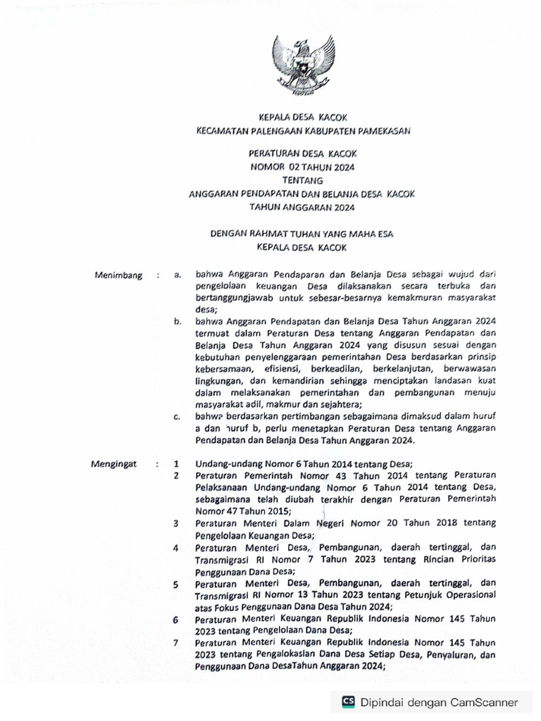 10 - Kacok - Apbdes 2024-1 | PDF