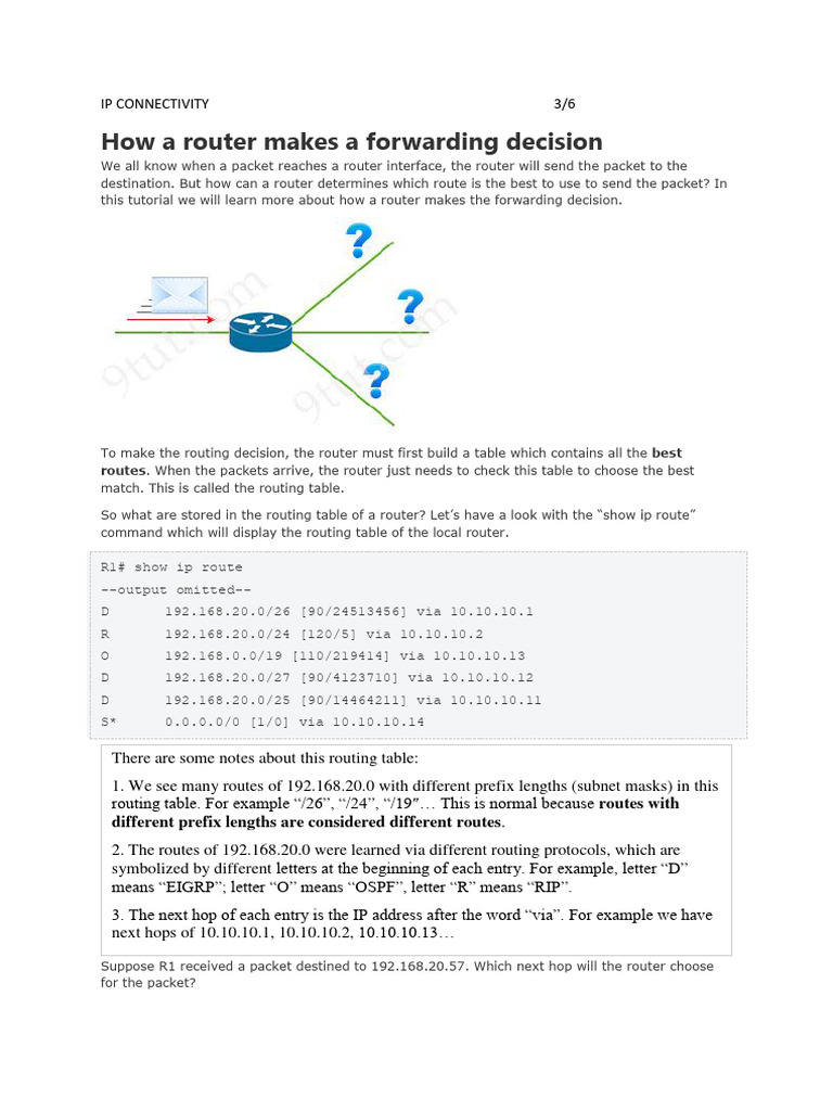 IP CONNECTIVITY 3-6 9tut | Download Free PDF | Routing | Router (Computing)